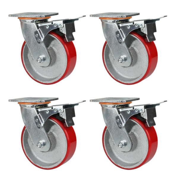 1800kg - Set of 4pcs 150mm (6") Extra Heavy Duty Swivel Braked Castor ...