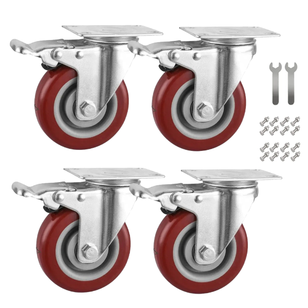 400kg - Set of 4pcs 4" 100mm Swivel Brake Castors – EZY STEEL