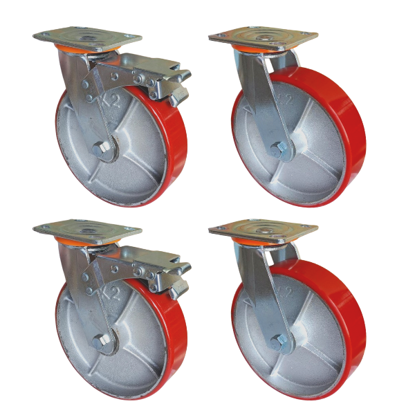2000kg - Set of 4pcs 200mm (8") Extra Heavy Duty Swivel Castors – EZY STEEL